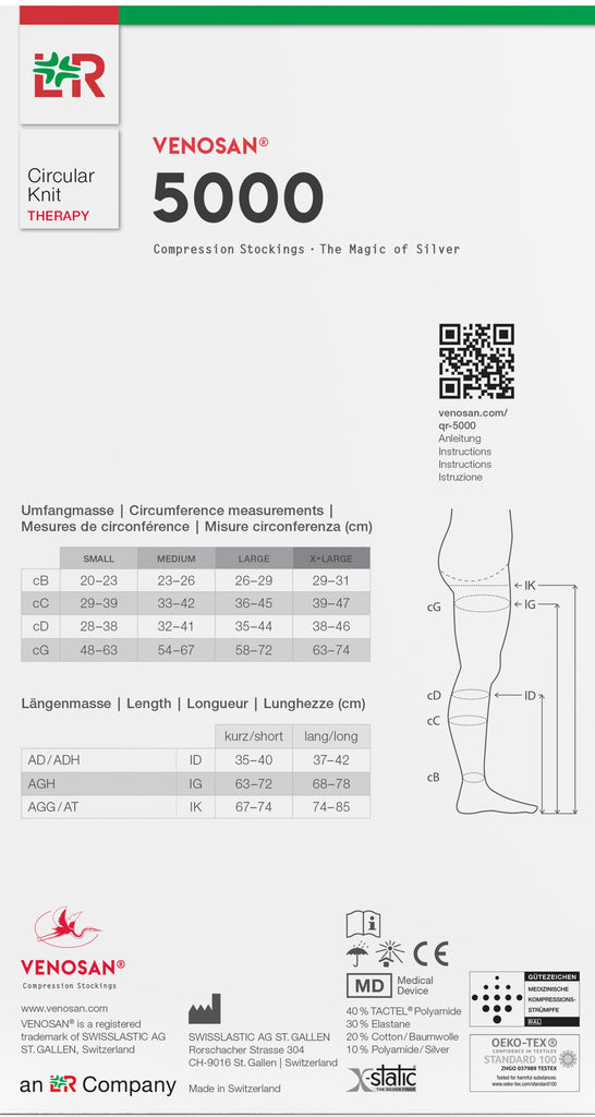 VENOSAN 5001 Below knee Medical Compression Stockings 18-22 mmHg Close ...